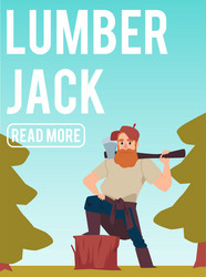 Woodworking and logging banner with lumberjack Vector Image