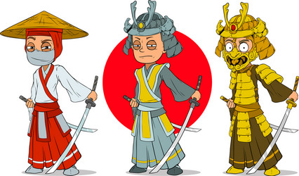 Ninja set japanese warrior wearing mask Royalty Free Vector