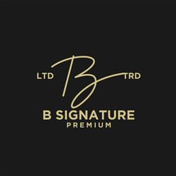 Signature letter b hand write logo design Vector Image