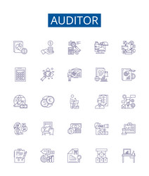 Auditor line icons signs set design collection Vector Image