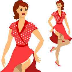 Collection of portraits beautiful pin up girls Vector Image