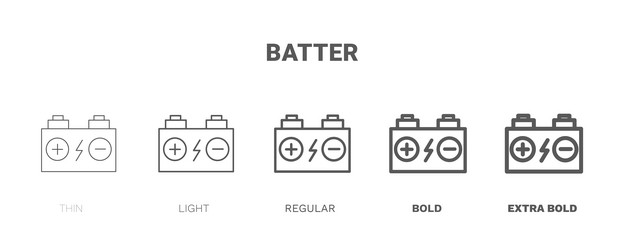 Batter icon thin light regular bold black Vector Image