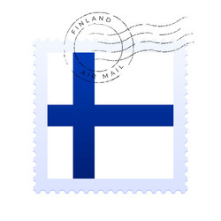 Finland postage mark national flag stamp Vector Image