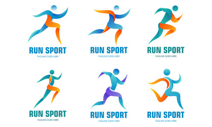 Set sports logos running logo Royalty Free Vector Image
