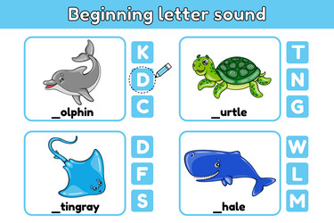 Beginning letter sound cartoon cat and pet goods Vector Image