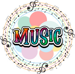 Cartoon cute doodles music word colorful Vector Image