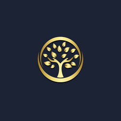 House gold tree garden logo Royalty Free Vector Image