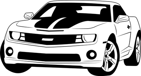 Muscle car line art outline Royalty Free Vector Image