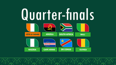 Quarter finals emblems flags african nations 2023 Vector Image