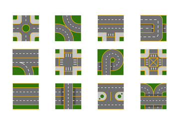 Road and highway icons line set elements Vector Image