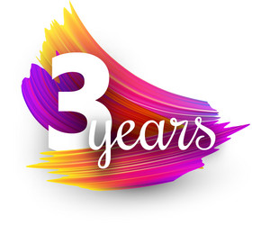Three years anniversary with colorful confetti Vector Image