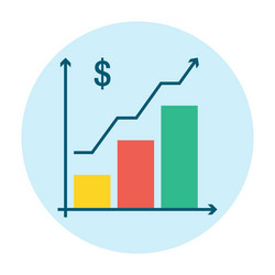 Growing bar graph flat icon Royalty Free Vector Image