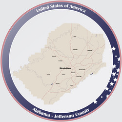 Map jefferson county in alabama Royalty Free Vector Image