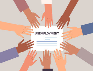 Hand filling unemployment benefit form paper work Vector Image