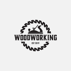 Woodworking logo icon design template Royalty Free Vector
