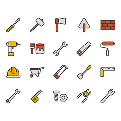 Construction tools related icon set Royalty Free Vector