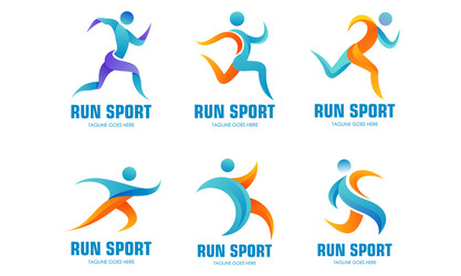Set sports logos running logo Royalty Free Vector Image