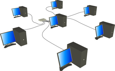 Star network topology lan design networking Vector Image