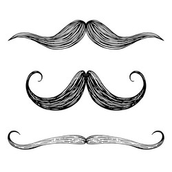 Hand drawn sketch doodle moustache set Royalty Free Vector