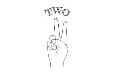 Hand sign icon number 2 finger letters Royalty Free Vector