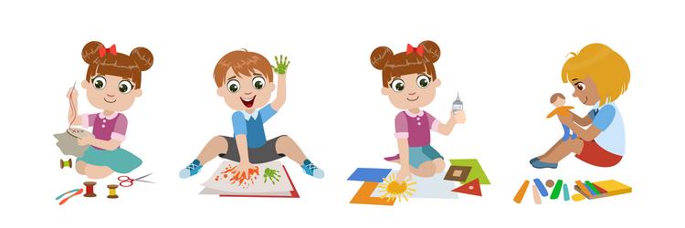 Happy kids enjoy craft and handmade activity Vector Image