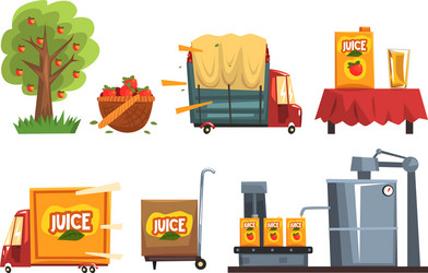 Juice production process stages factory producing Vector Image