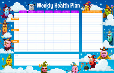 Medication schedule cartoon body organ characters Vector Image