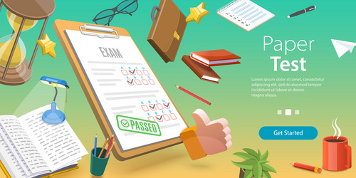 Realistic test paper set of four isolated exam Vector Image