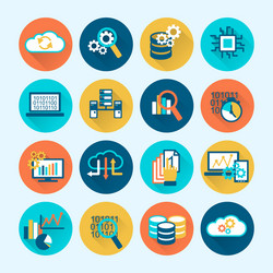 Big data analytics flat icons Royalty Free Vector Image