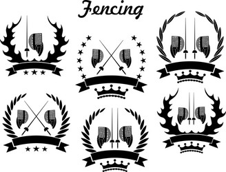 Set of fencing design elements swords Royalty Free Vector