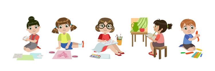 Happy kids enjoy craft and handmade activity Vector Image