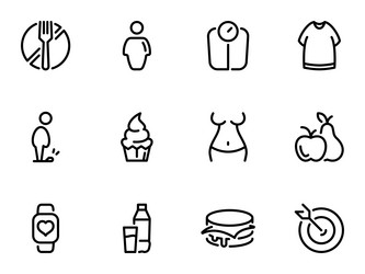Set of black icons isolated against white Vector Image