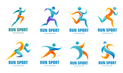 Set sports logos running logo Royalty Free Vector Image