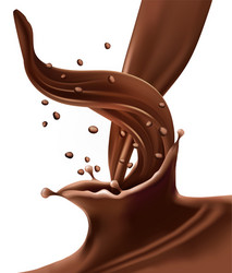Realistic chocolate splash liquid whirl Royalty Free Vector