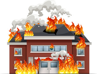 Modern house on fire Royalty Free Vector Image