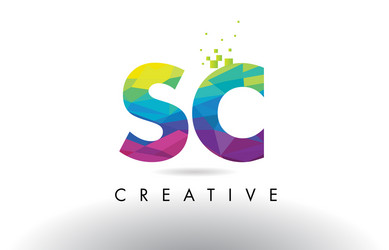 Sc letter with origami triangles logo creative Vector Image