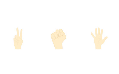 Hand sign icon set of rock-paper-scissors Vector Image