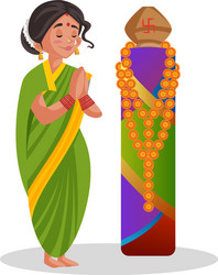 Indian marathi woman cartoon Royalty Free Vector Image