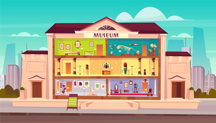 Natural history museum building cartoon Royalty Free Vector