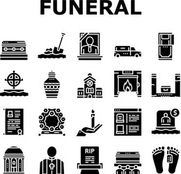 Funeral burial service collection icons set Vector Image