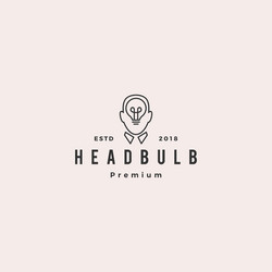 Smart human head think bulb idea logo hipster Vector Image