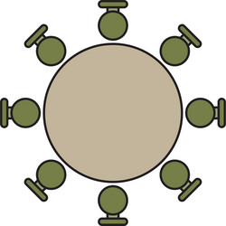 Round table and chairs top view icon isolated Vector Image