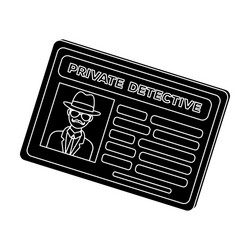 Documents of a private detective card that shows Vector Image