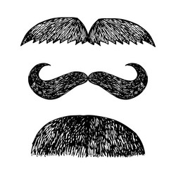 Hand drawn sketch doodle moustache set Royalty Free Vector