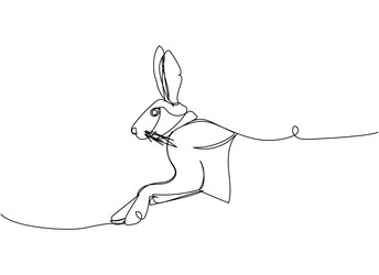 Rabbit bunny one line art continuous line Vector Image