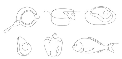 One line avocado continuous food low carb Vector Image