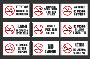 No smoking and smoking area labels Royalty Free Vector Image
