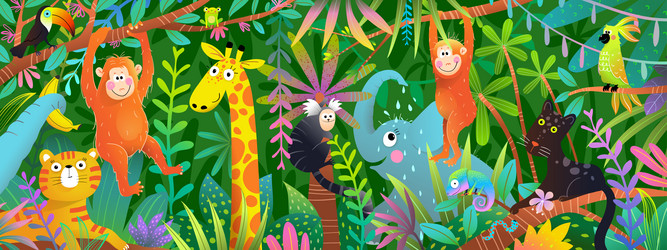 African jungle and rainforest safari animal design