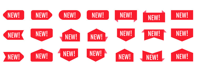 New stickers modern labels and corner red Vector Image