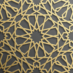 Islamic 3d golden origami round ornament Vector Image